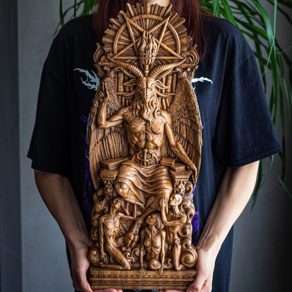 Baphomet LARGE Statue from oak – Zagrava Workshop